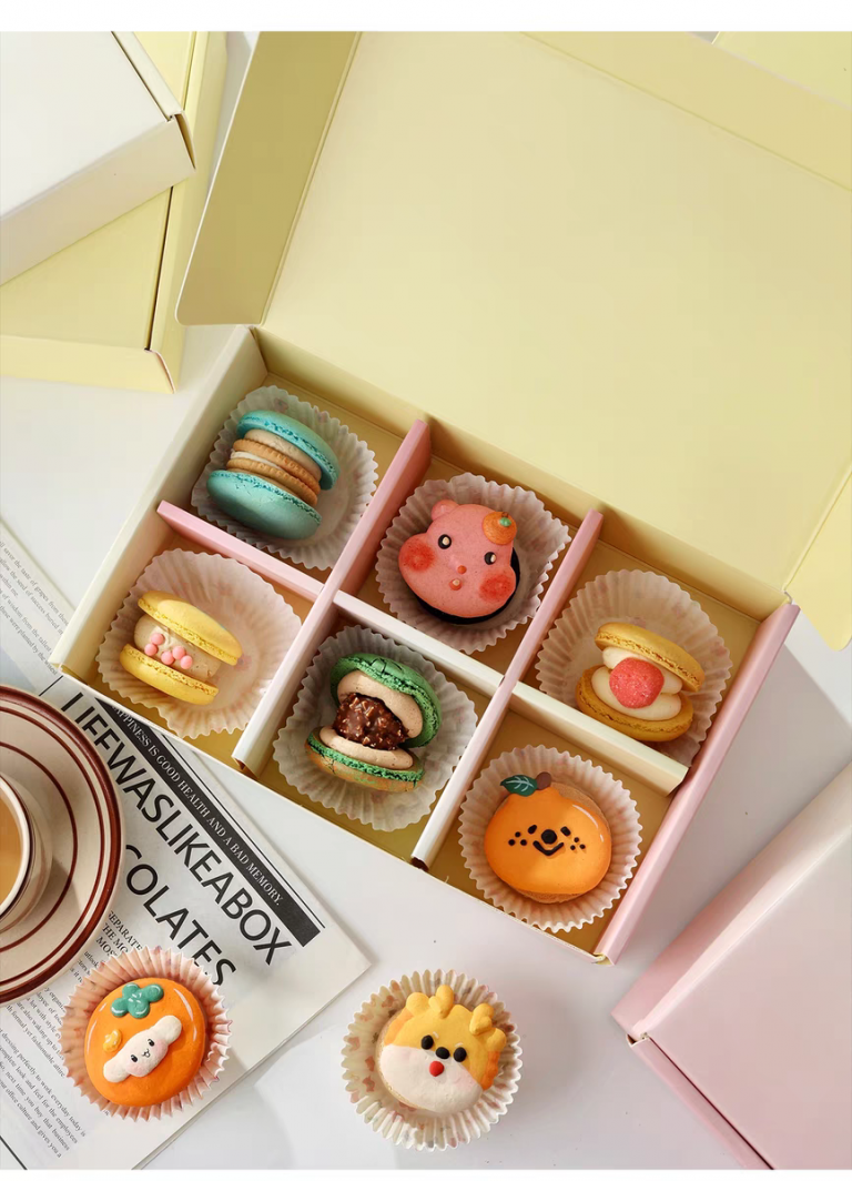 foldable macaron box, macaron box, paper macaron box | Cake box ...