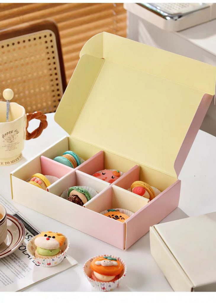foldable macaron box, macaron box, paper macaron box | Cake box ...